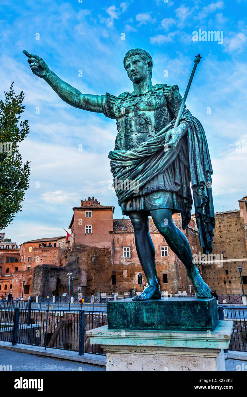 August Caesar Bronze Statue Trajan Market Rome Italy. Trajan Market ...