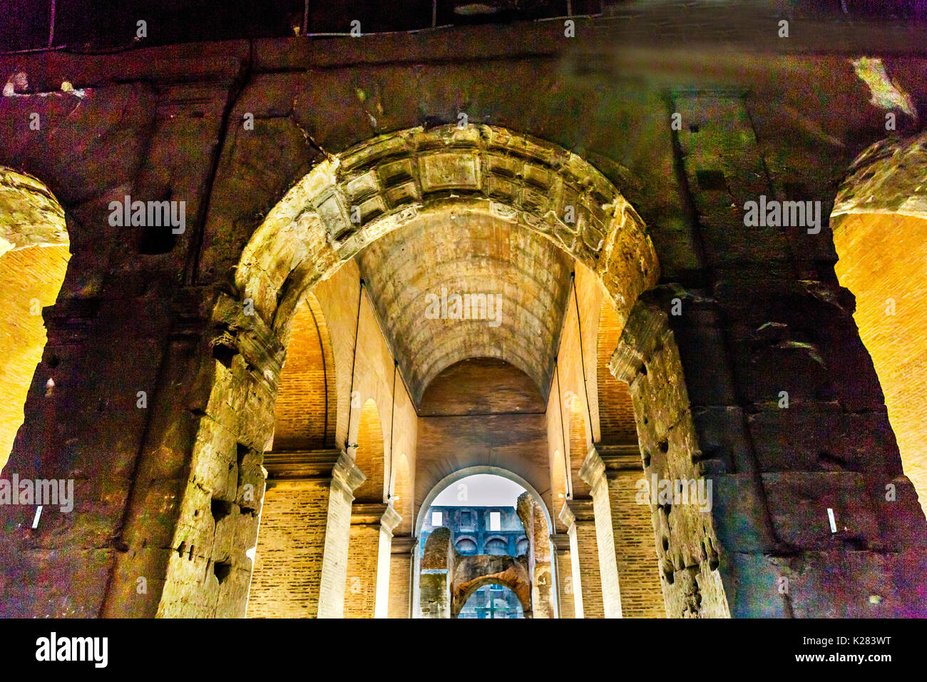 Arches Inside Corridors Colosseum Rome Italy. Built by Emperors ...