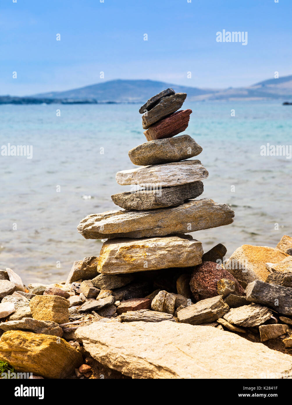Rock stack on the shore, Delos, Cyclades, Greece Stock Photo - Alamy