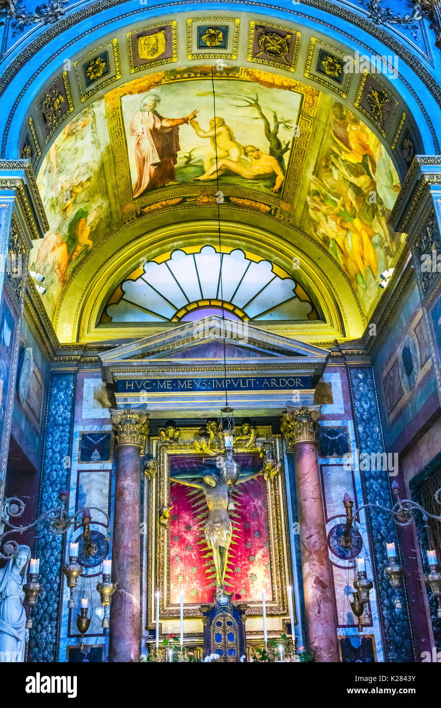 Chapel Chiesa San Marcello al Corso Altar Frescoes Basilica Church Rome ...