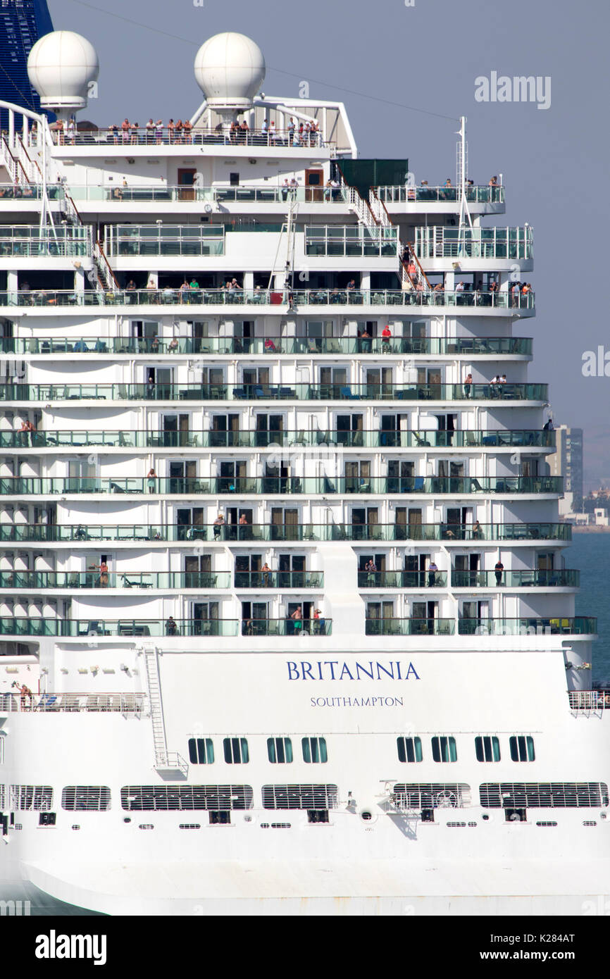 MV Britannia cruise ship of the P&O Cruises fleet setting sail from ... MV Britannia cruise ship of the P&O Cruises fleet setting sail from ...