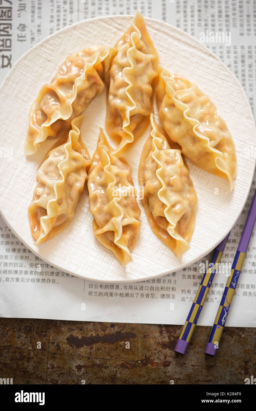 Kimchi & pork original mandu dumplings Stock Photo - Alamy