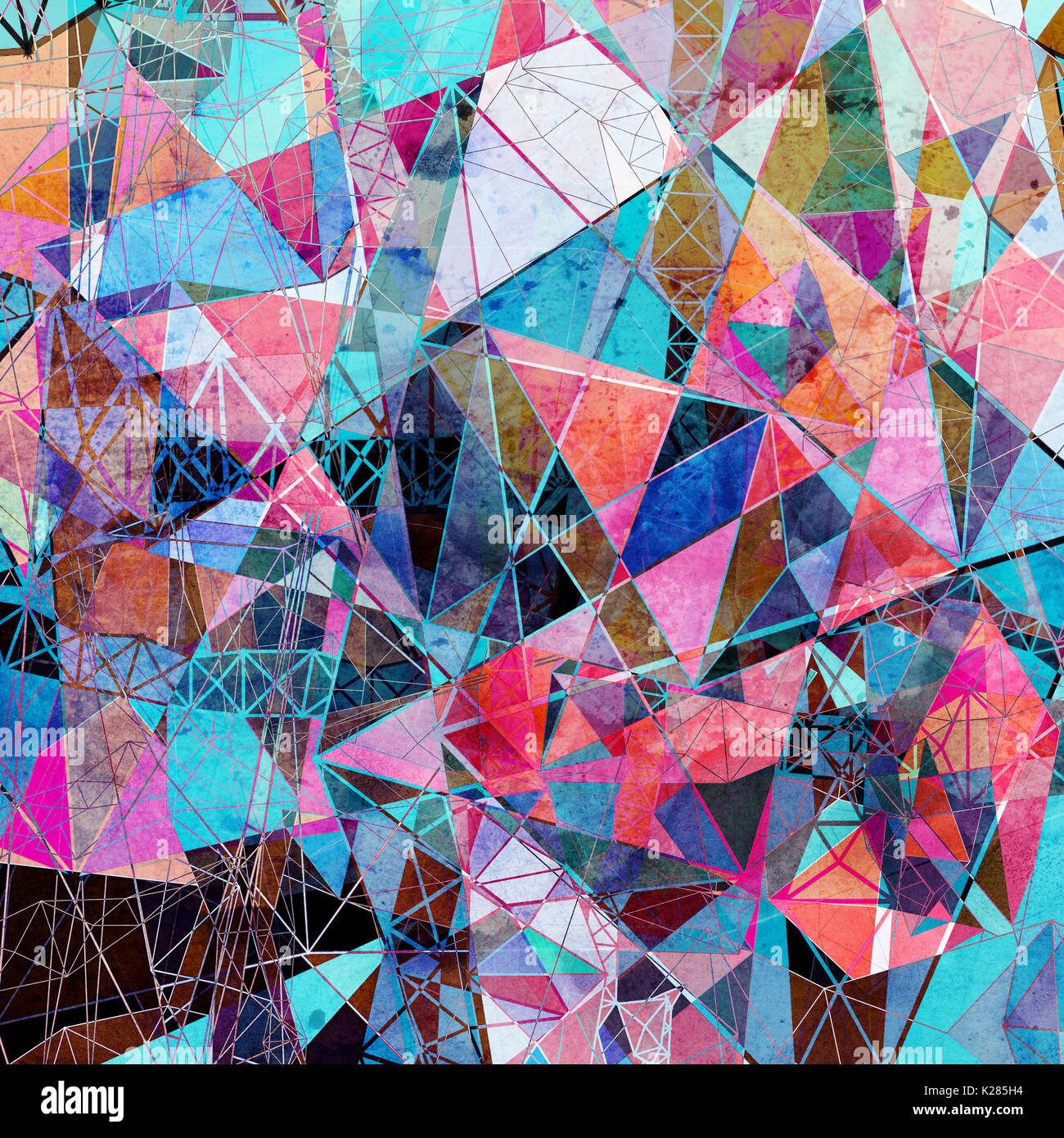 Modern geometric triangular background with different elements Stock ...