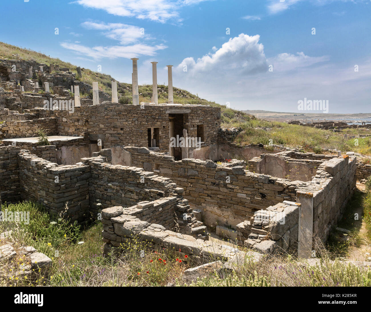 Exterior of ruined house, Delos, Cyclades, Greece Stock Photo - Alamy