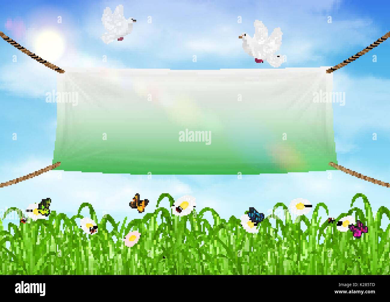 vinyl banners backdrop with grass sky background Stock Vector Image ...