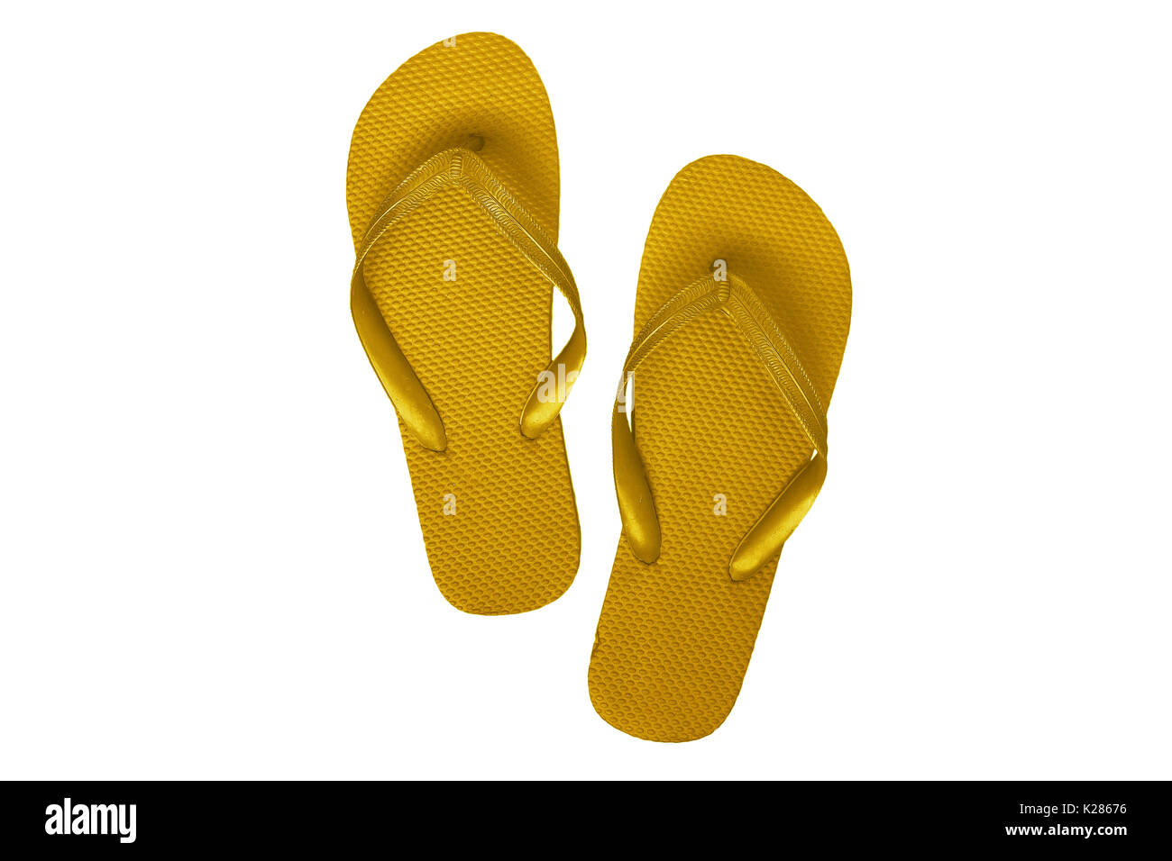 Yellow rubber flip flops, isolated on white background Stock Photo - Alamy