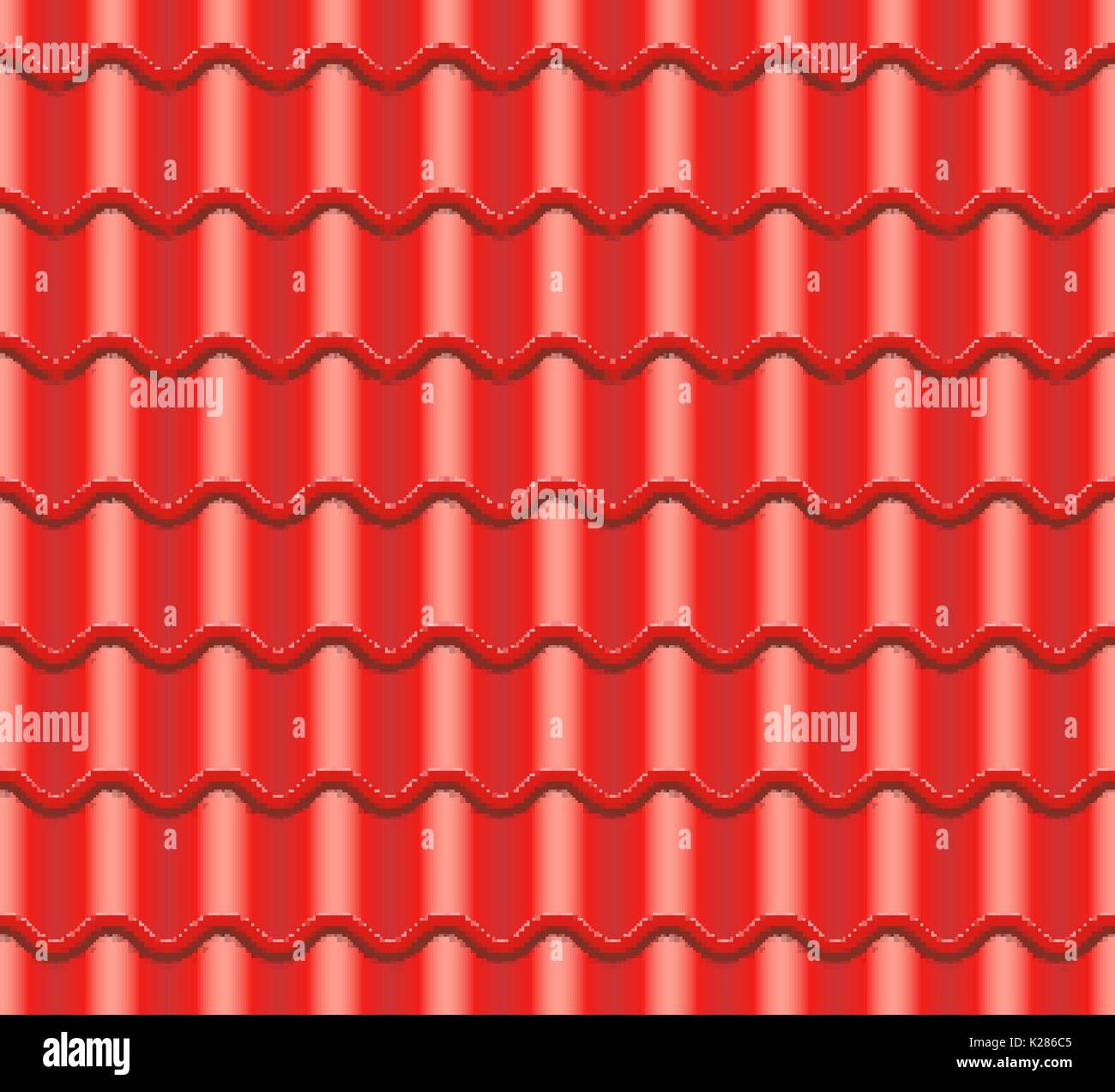 Red Corrugated Tile Vector. Element Of Roof. Seamless Pattern. Ceramic ...