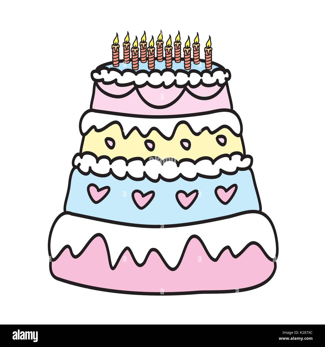 Birthday Cake With Candles.Vector Illustration Stock Vector Image & Art ...