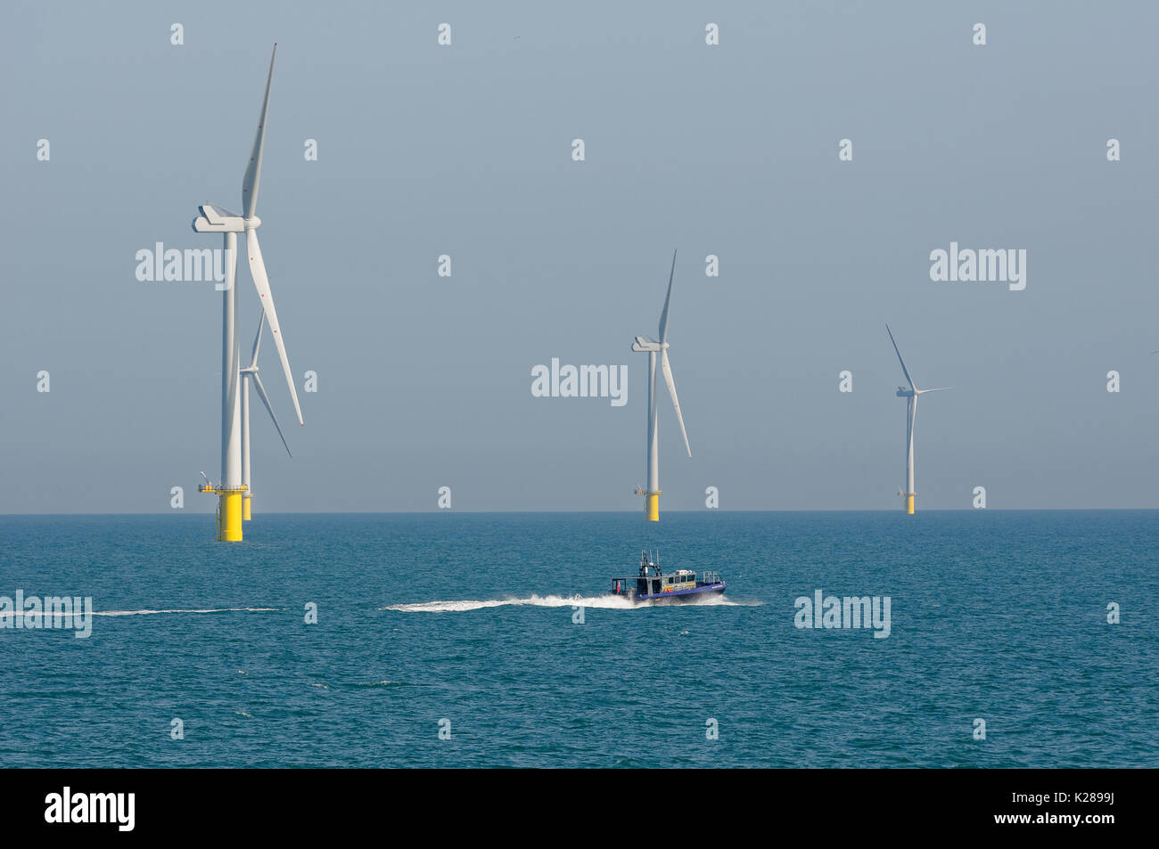 A CTV (Crew transfer Vessel) in the Rampion Offshore Windfarm Stock ...