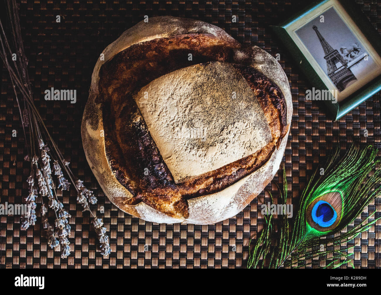 Rye handmade bread with lavander,peacock feather and a picture of the ...