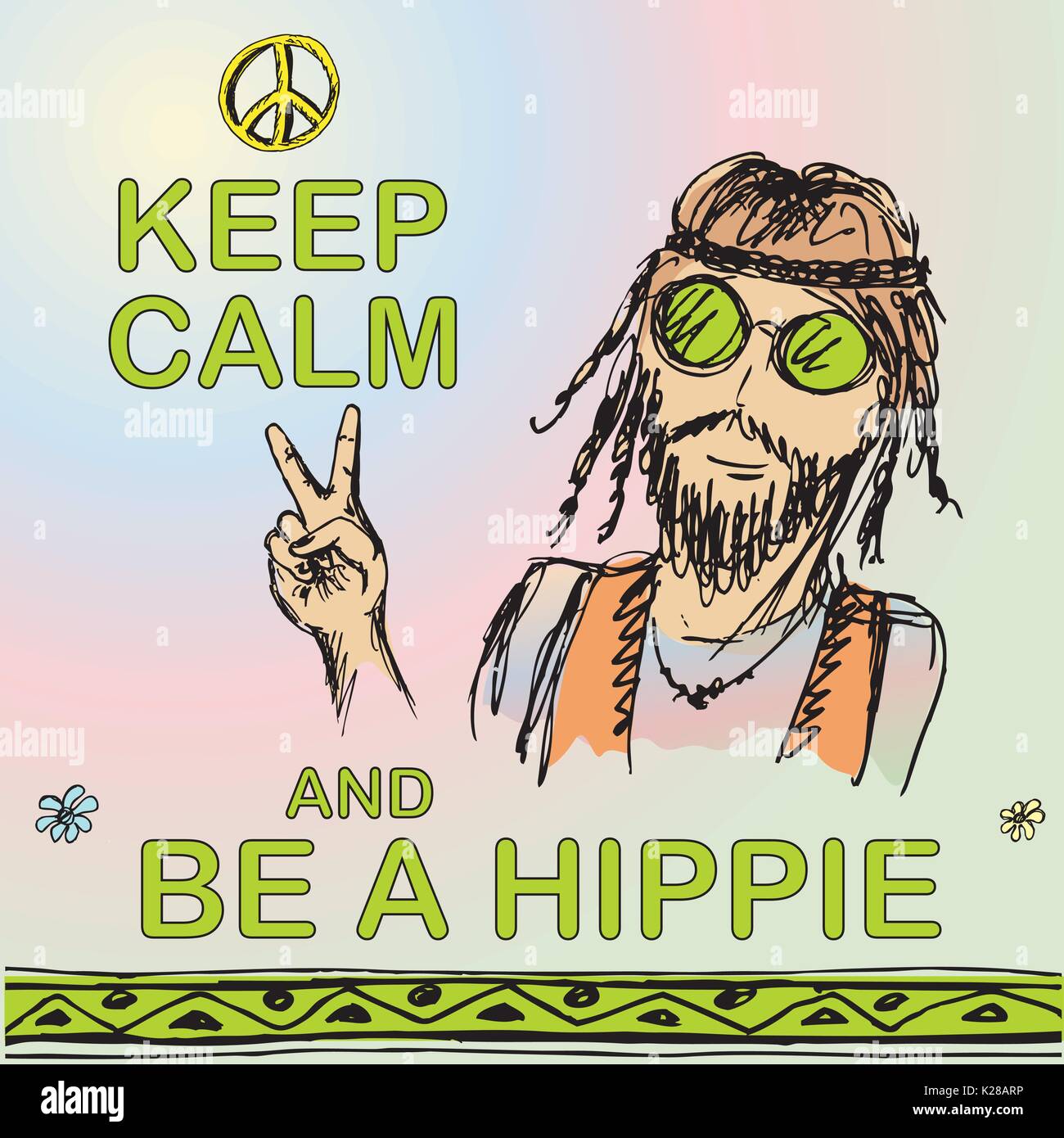 Peace hippie sign smile Stock Vector Images - Alamy