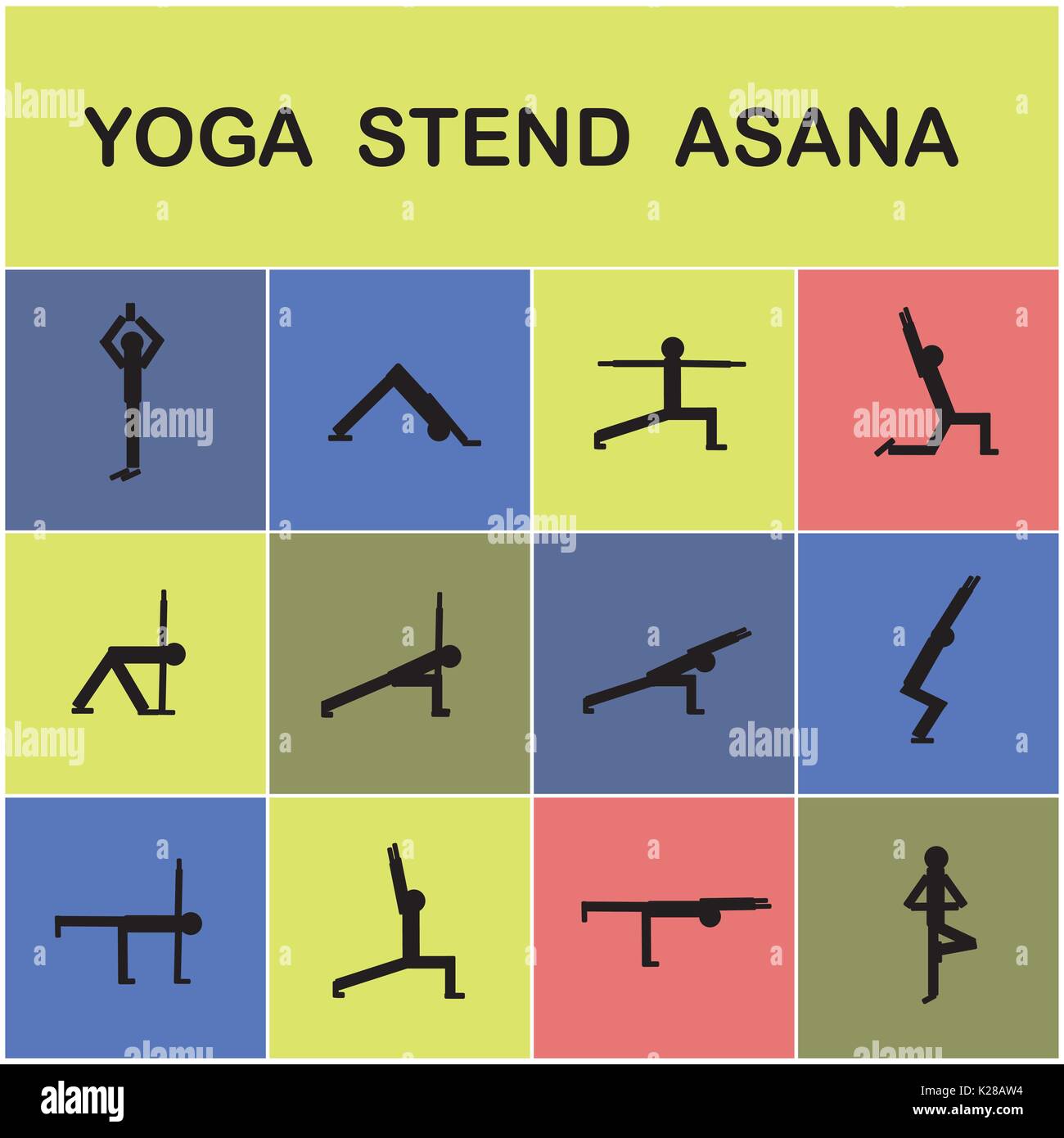 Set of icons. Poses yoga asanas.Yoga elements. Vector illustration ...