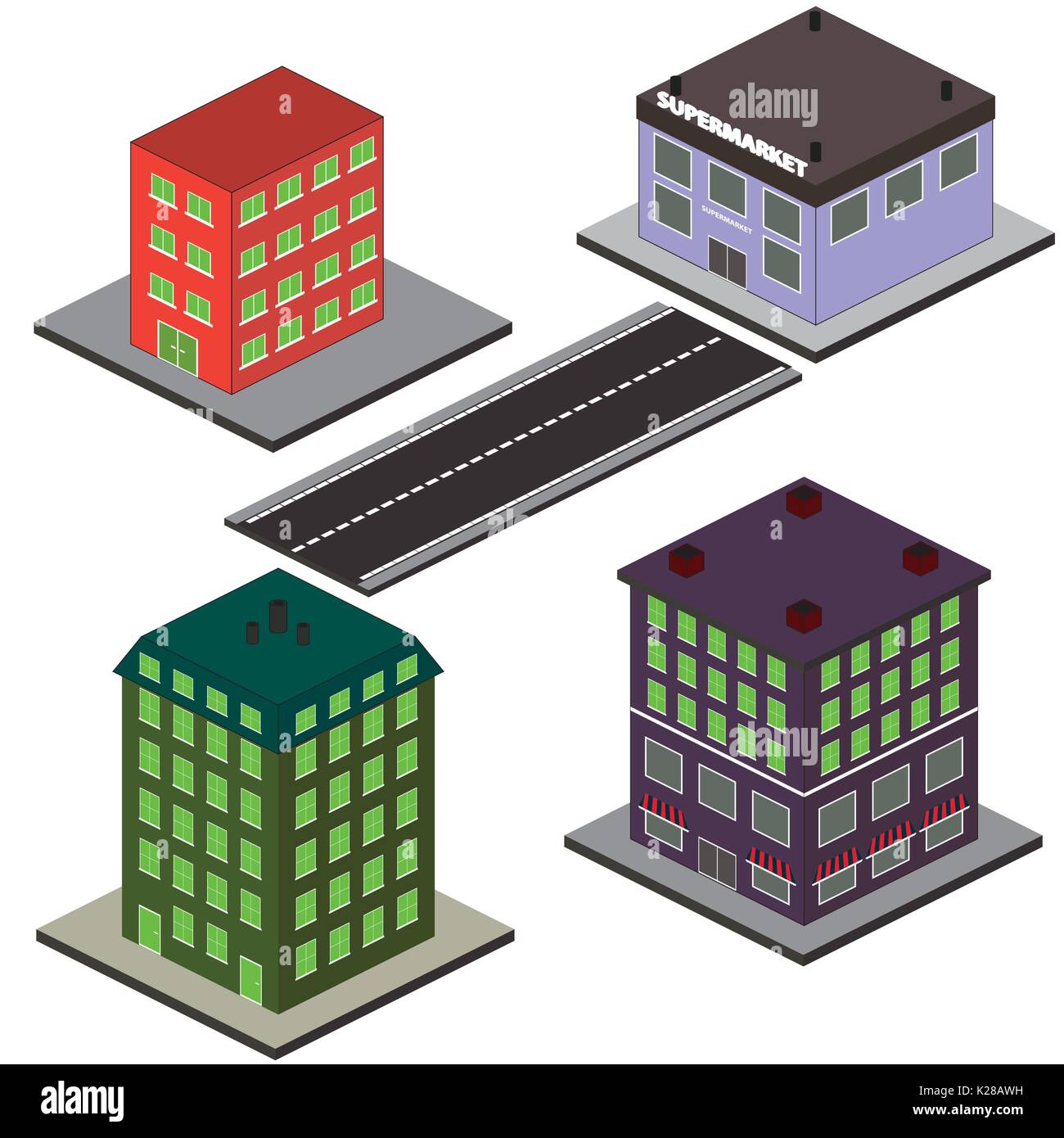 Isometric Buildings and Road, vector illustration Stock Vector Image ...
