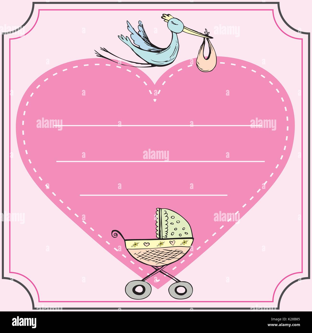 card newborns with heart, hand drawing, vector illustration Stock ...