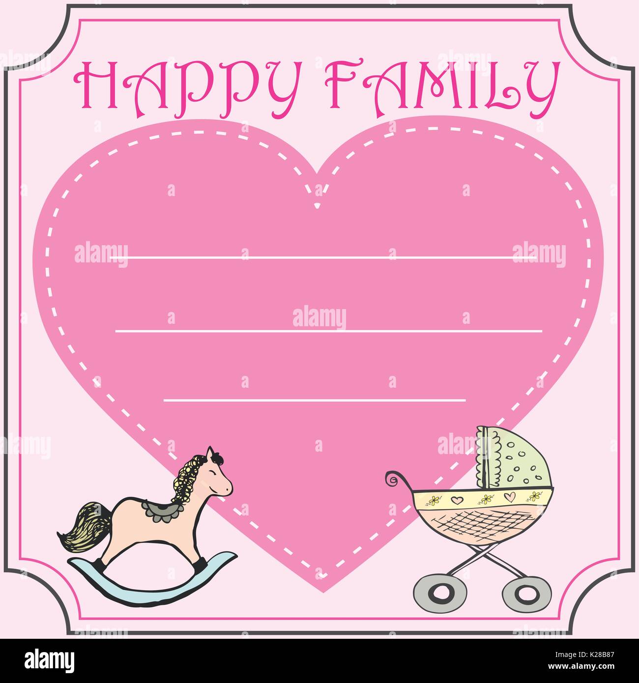 card newborns with heart, hand drawing, vector illustration Stock ...