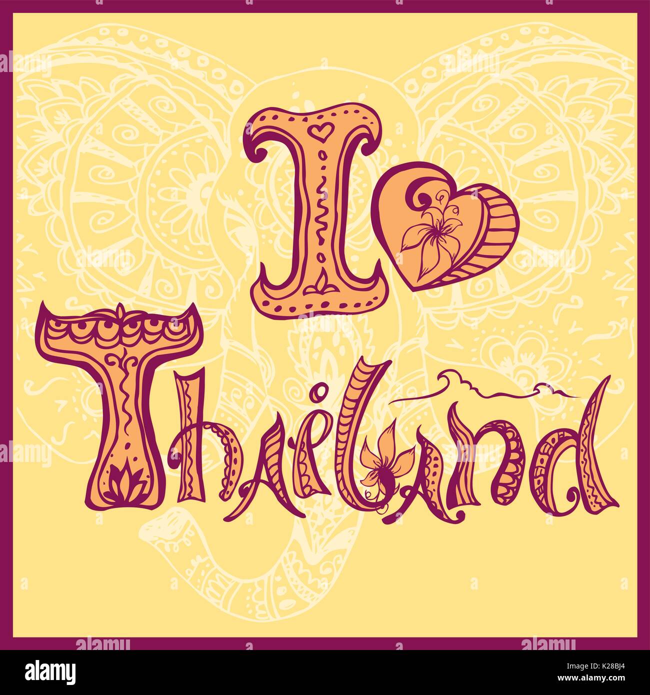 I love Thailand background, hand drawing, vector illustration Stock ...