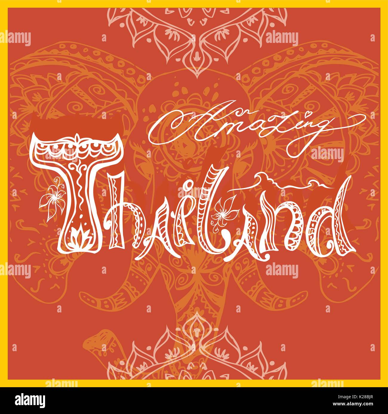 I love Thailand background, hand drawing, vector illustration Stock ...