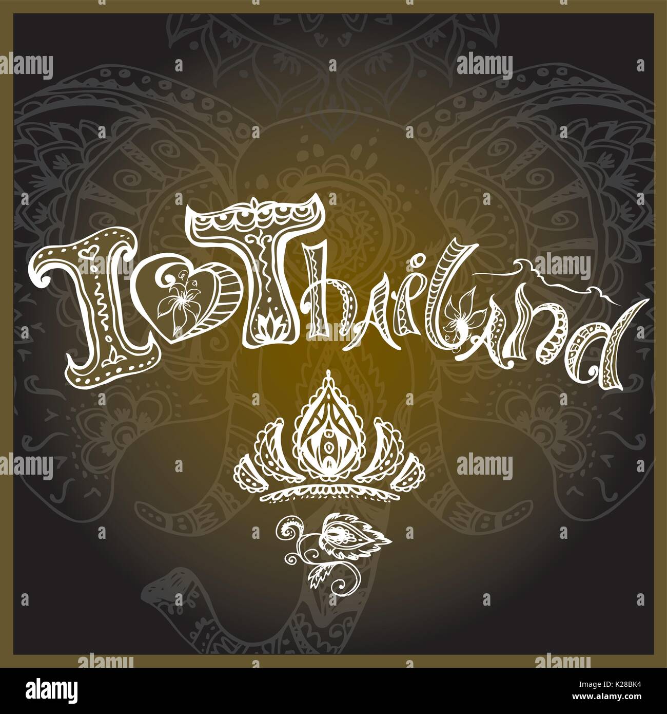 I love Thailand background, hand drawing, vector illustration Stock ...