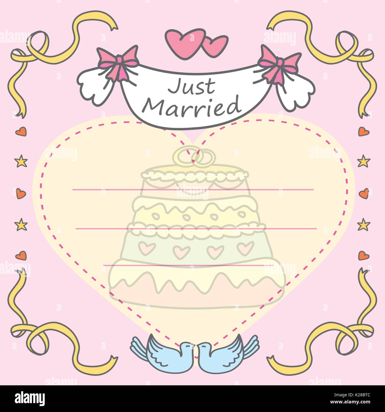 doodle wedding greeting card, hand drawn, vector illustration Stock ...