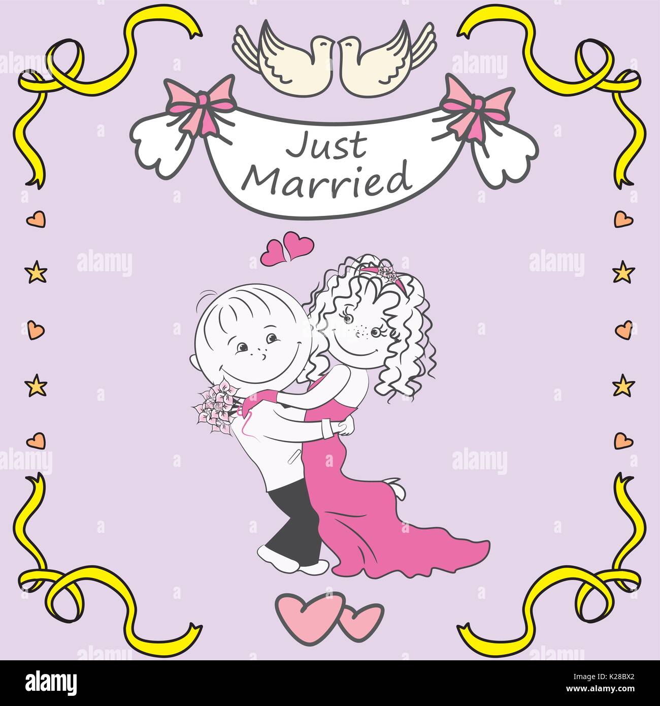 Love couple, just married, vector illustration Stock Vector Image & Art ...