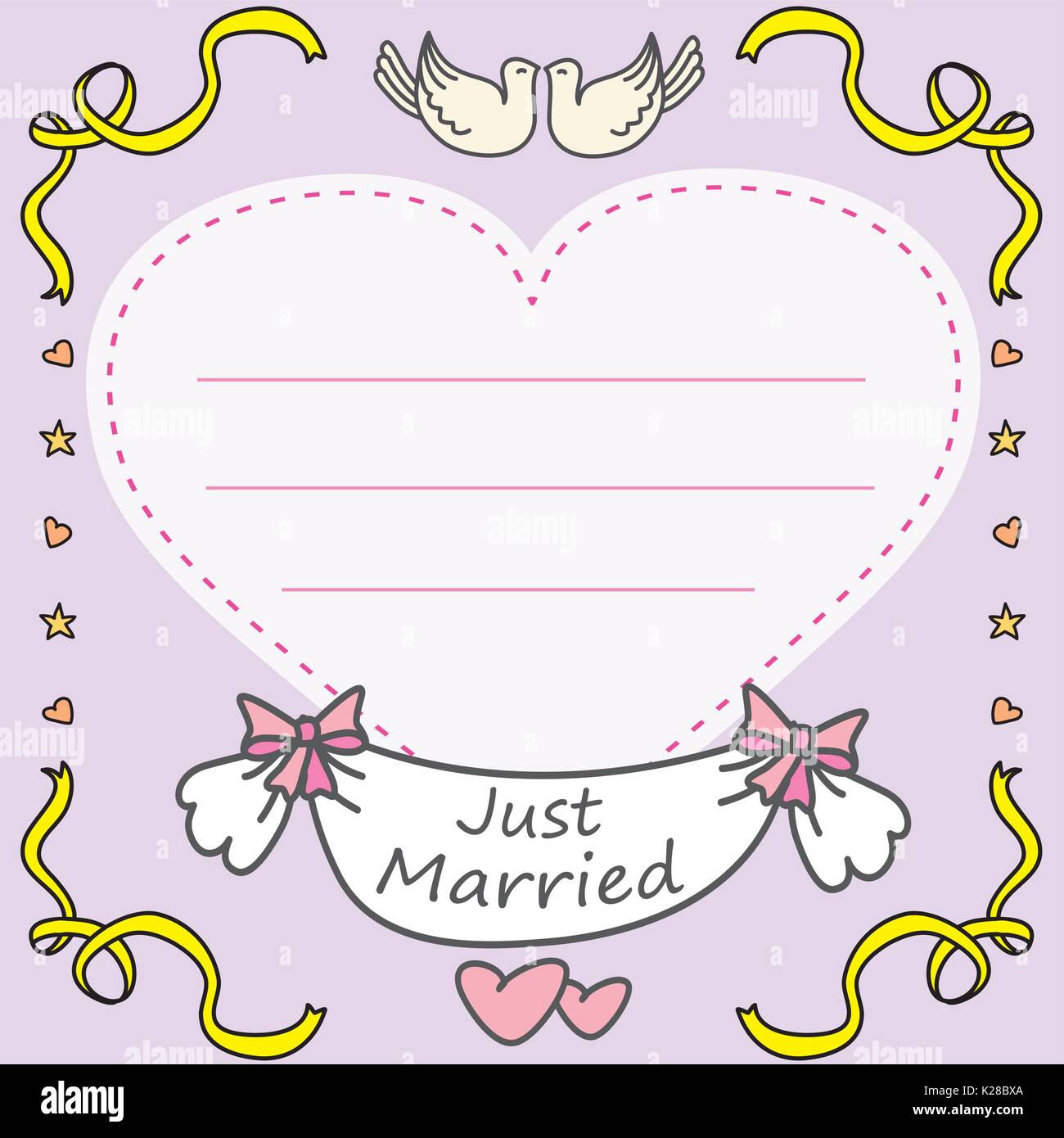 doodle wedding greeting card, hand drawn, vector illustration Stock ...