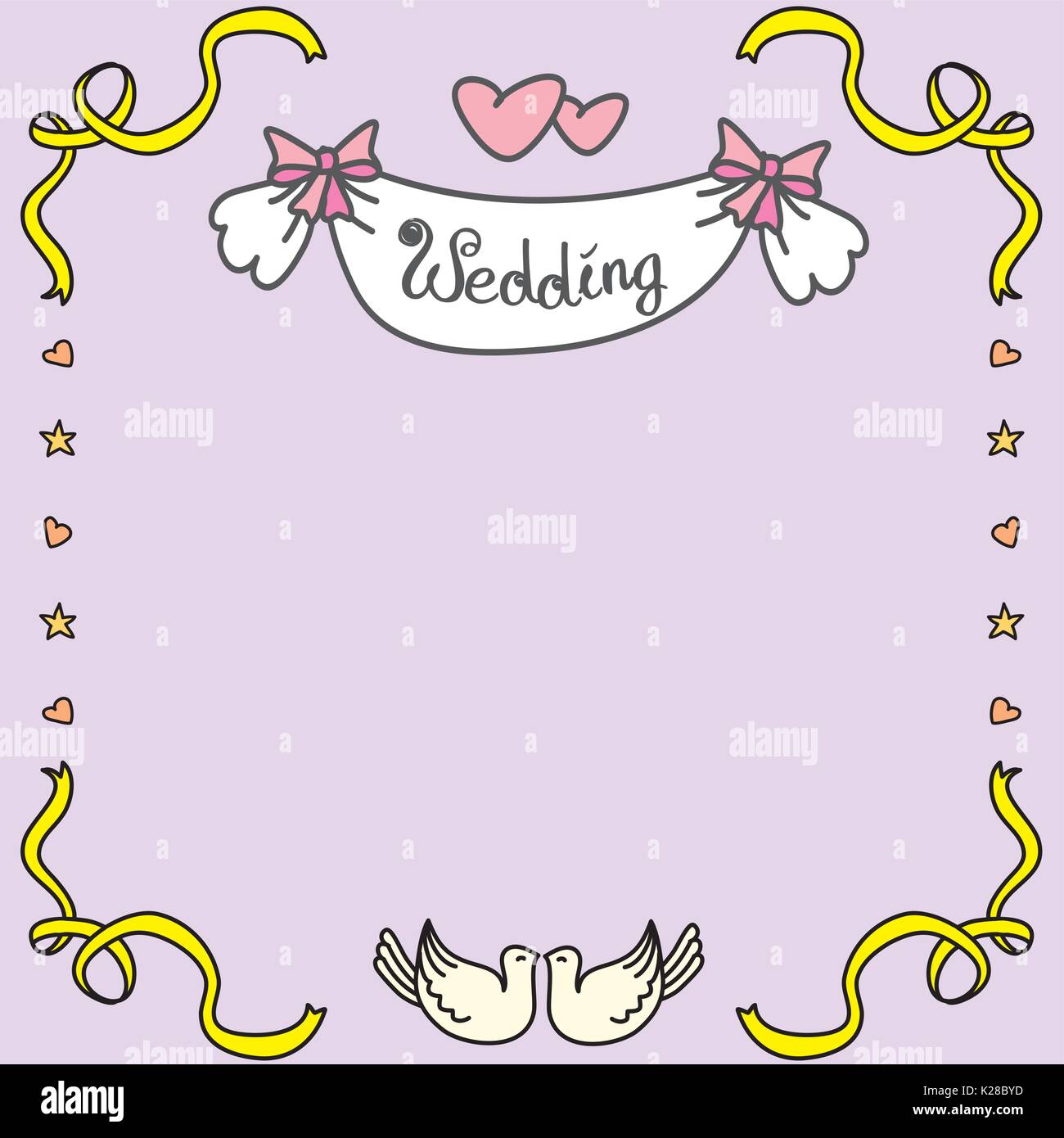 doodle wedding greeting card, hand drawn, vector illustration Stock ...