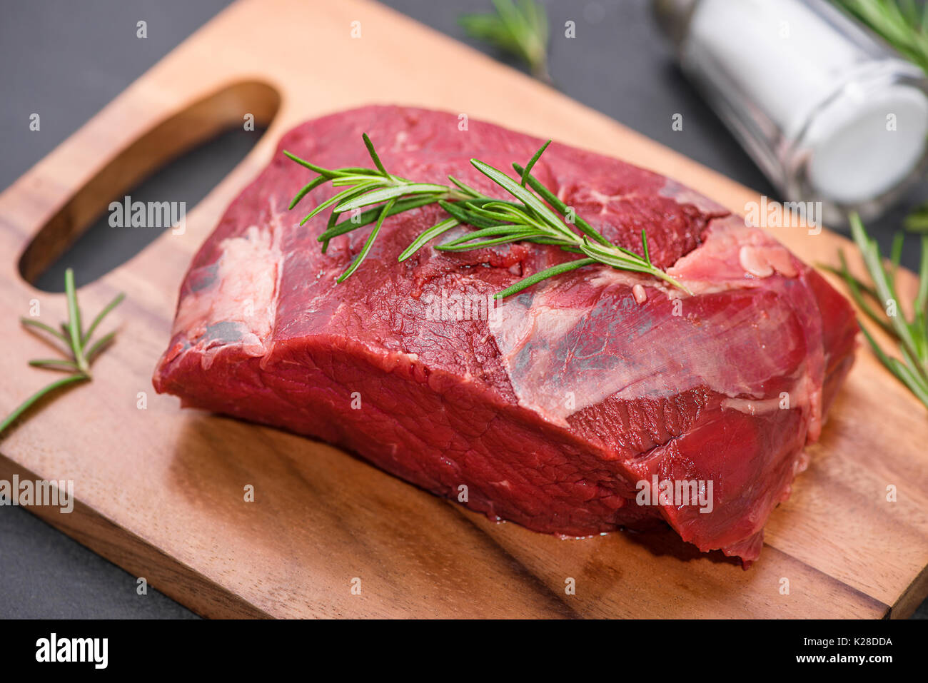 Raw beef cooking with ingredients. Top view with copy space Stock Photo ...