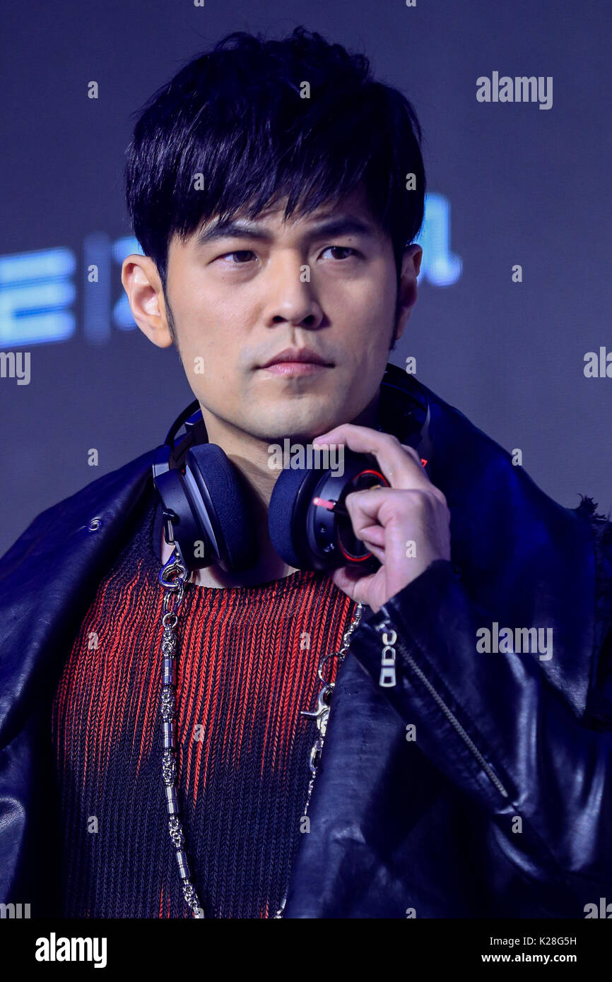 Taiwanese singer Jay Chou attends the launch of Chinese headphone brand ...