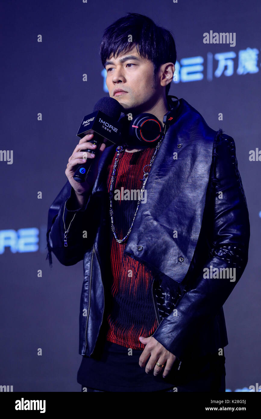 Taiwanese singer Jay Chou attends the launch of Chinese headphone brand ...