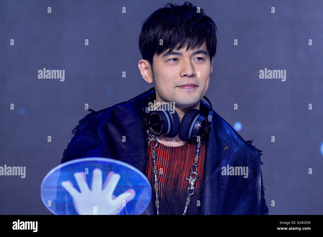 Taiwanese singer Jay Chou attends the launch of Chinese headphone brand ...