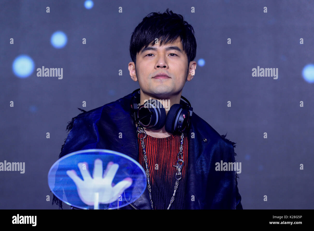 Taiwanese singer Jay Chou attends the launch of Chinese headphone brand ...