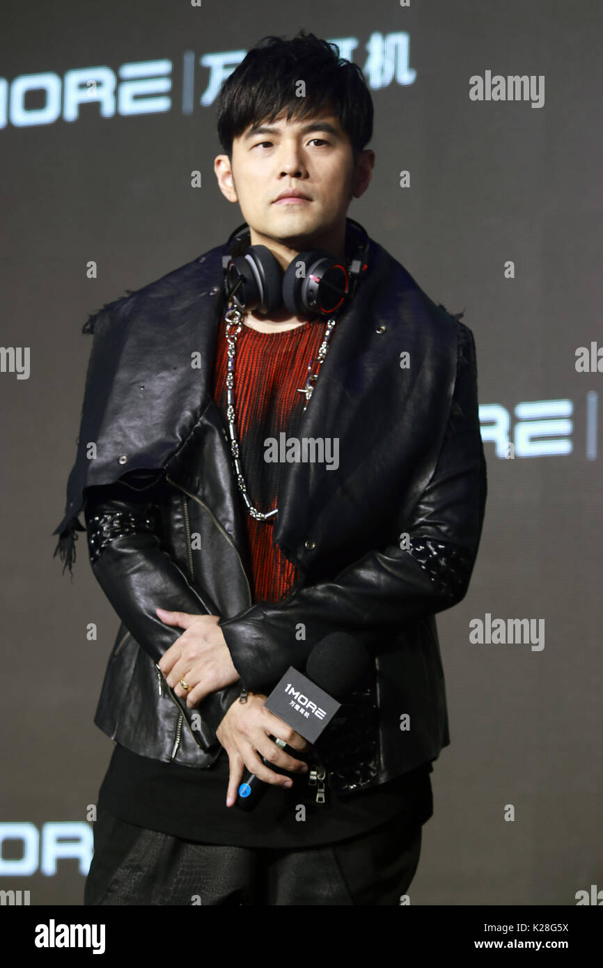 Taiwanese singer Jay Chou attends the launch of Chinese headphone brand ...