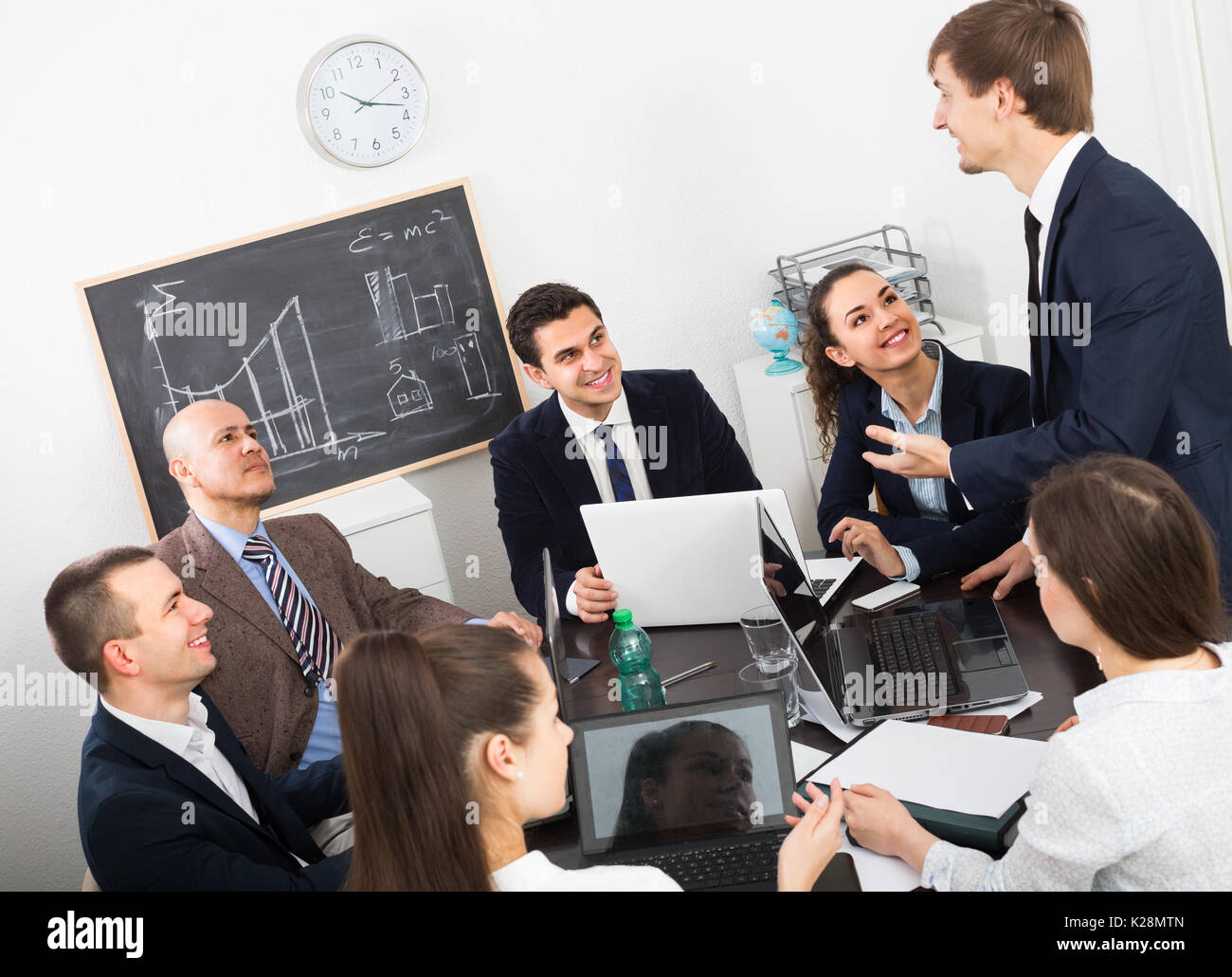 Office brainstorming of professional business team at meeting Stock ...