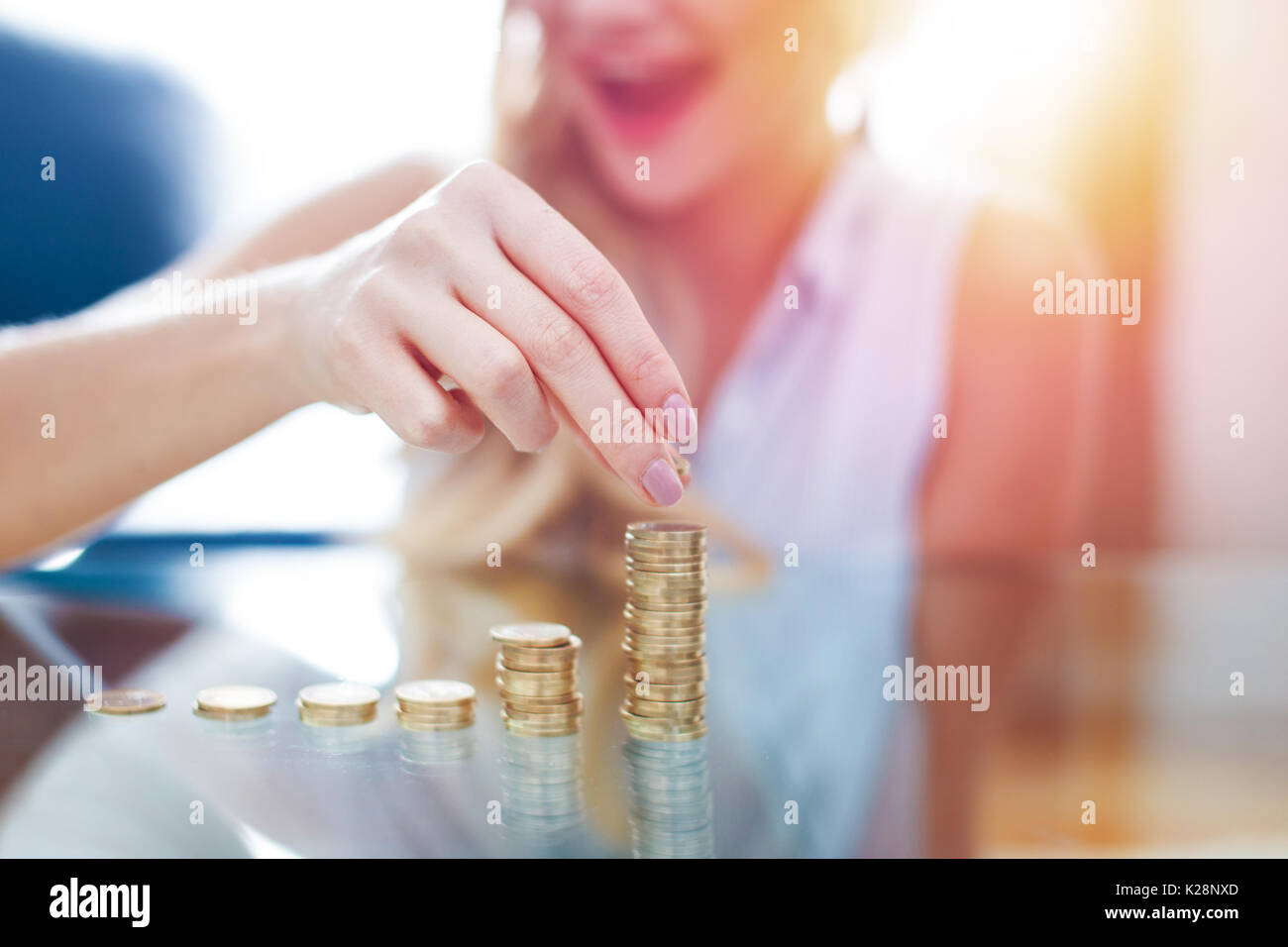 Euro coin column hi-res stock photography and images - Alamy