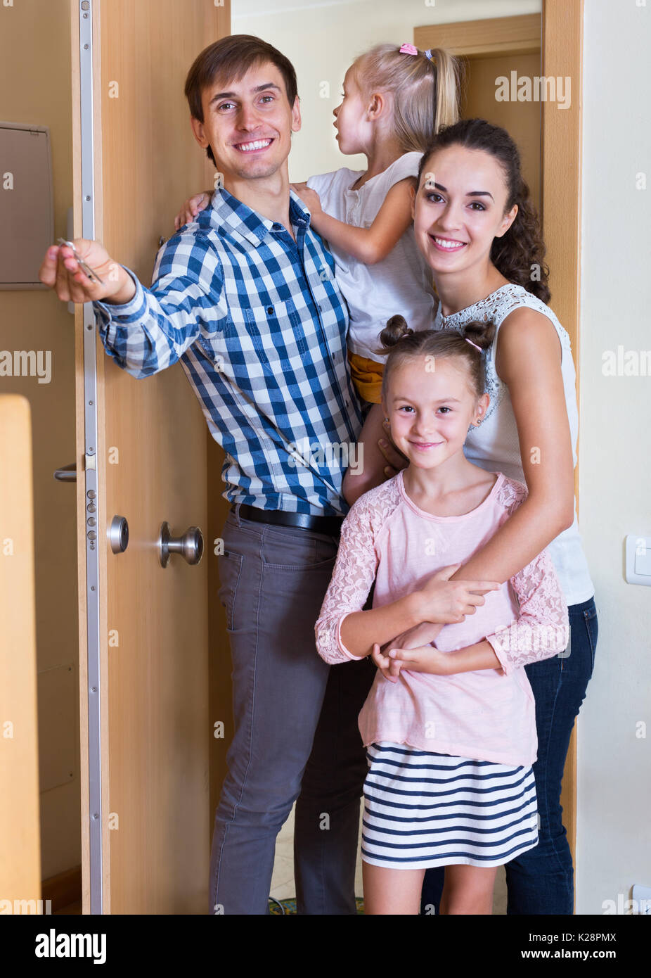 Ordinary middle class family moving in the they new house Stock Photo ...
