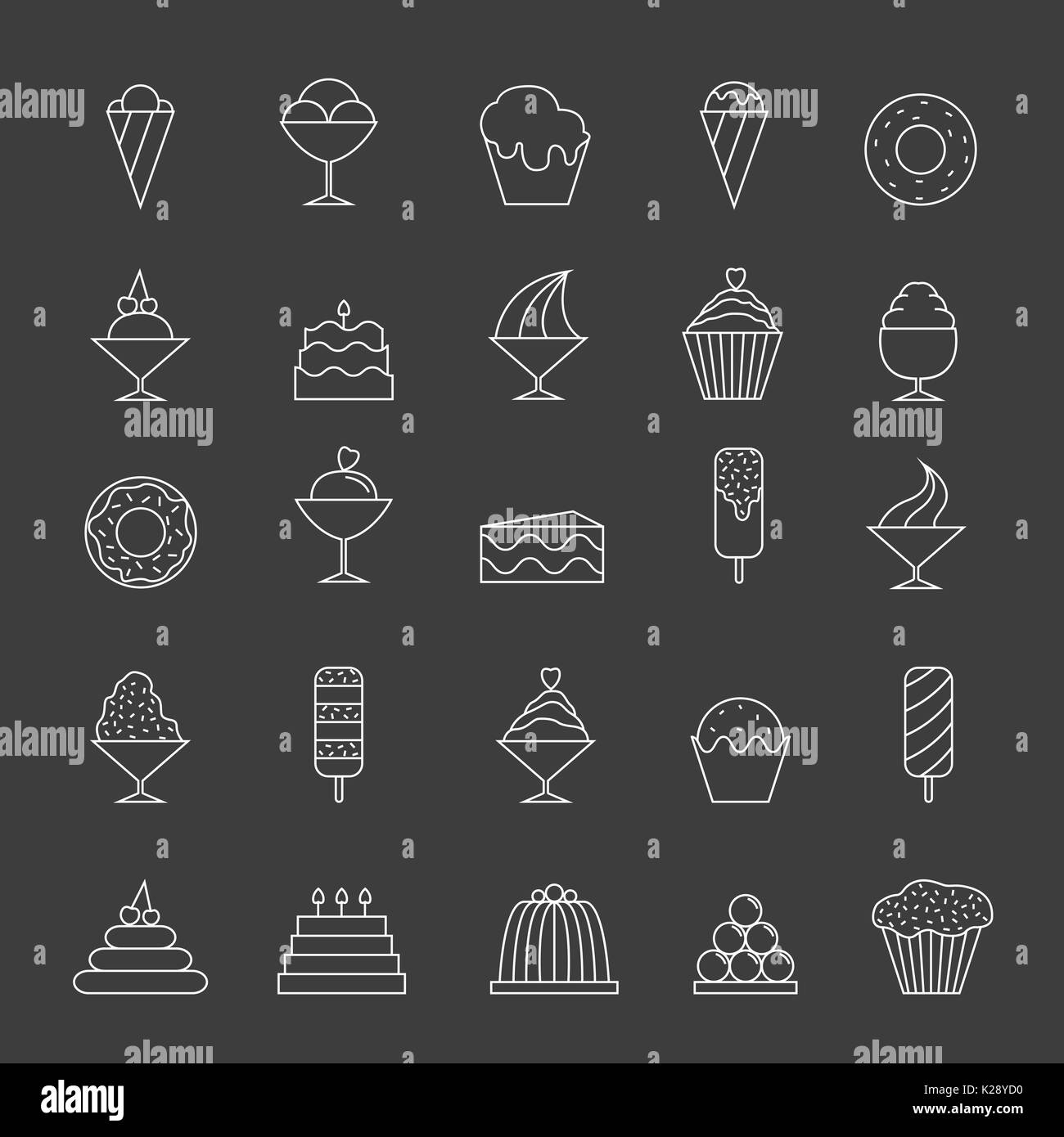 Icons set desserts Stock Vector Images - Alamy