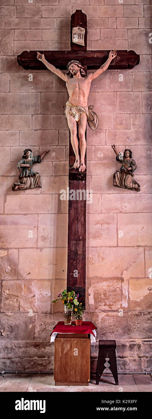 "Jesus" On The Cross In The Church In "Harfleur", France Stock Photo ...