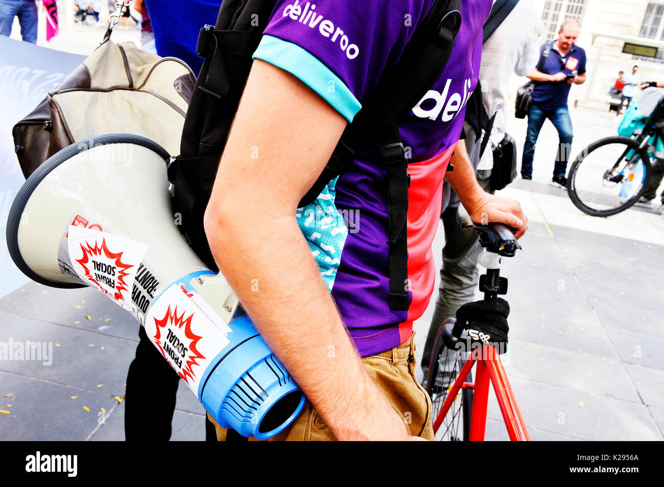 Food delivery workers protest hi-res stock photography and images - Alamy