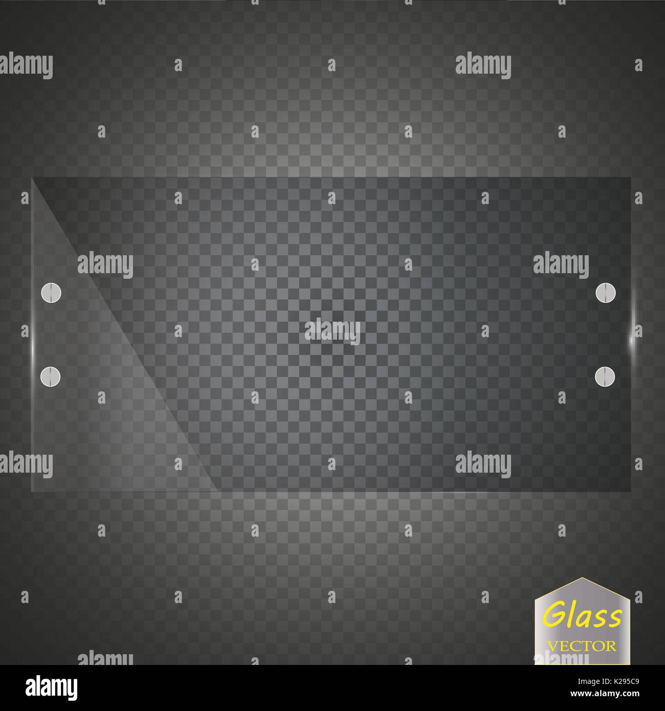 Glass plates set. Vector glass banners on transparent background ...
