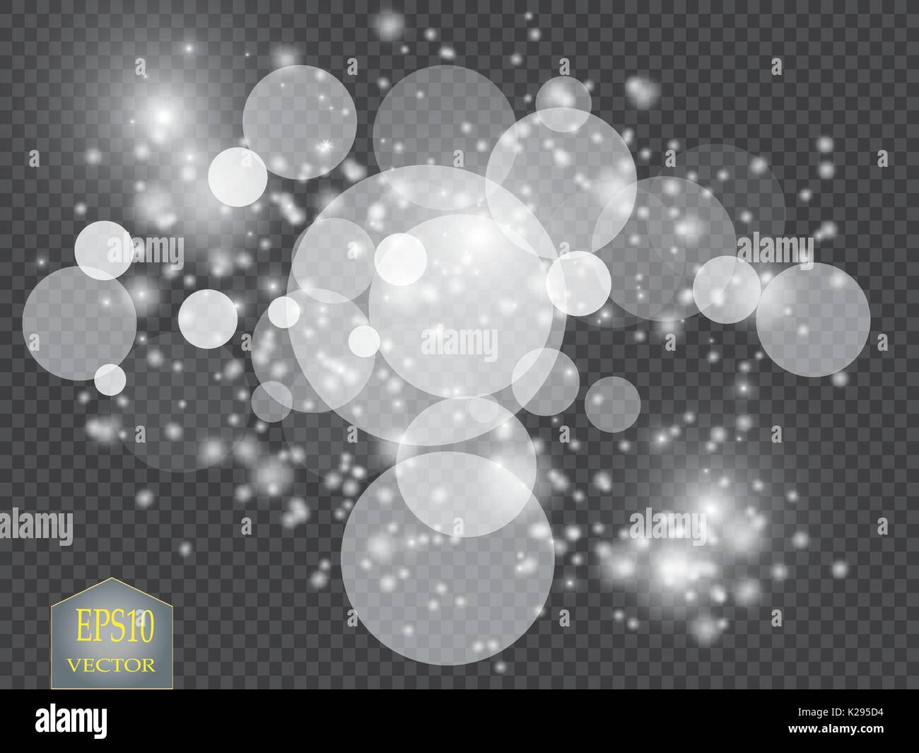 Abstract white bokeh effect explosion with sparks modern design. Glow star burst or firework ...