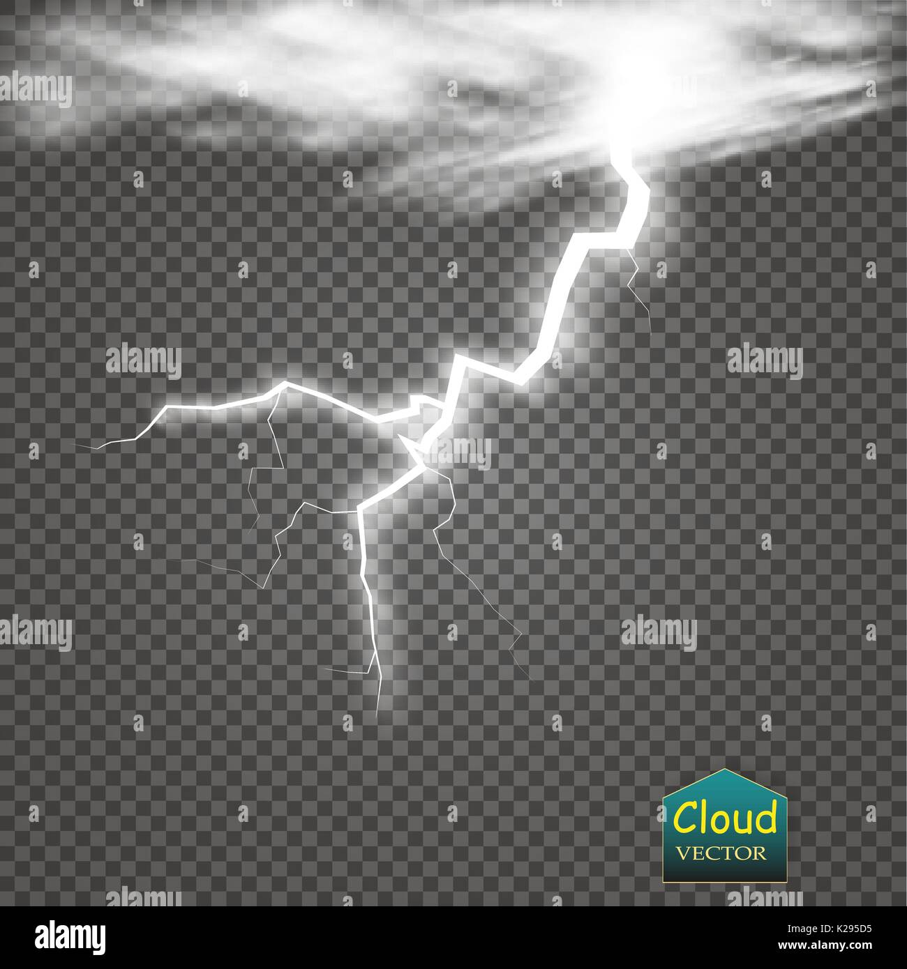 Storm and Lightning with rain and white cloud isolated on transparent ...