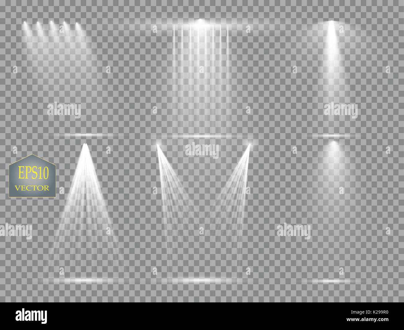 Vector light sources, concert lighting, stage spotlights set. Concert ...