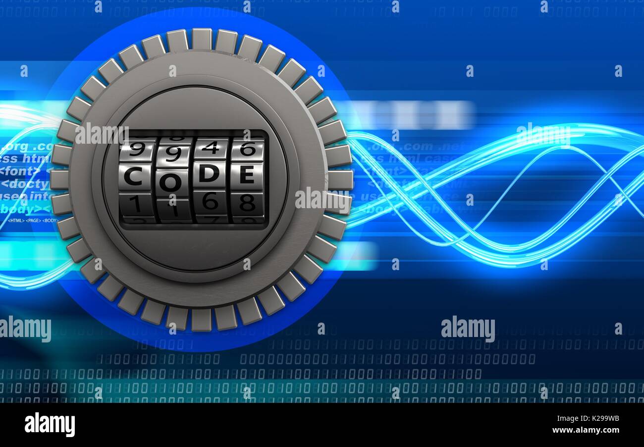 3d illustration of code dial over digital waves background Stock Photo ...