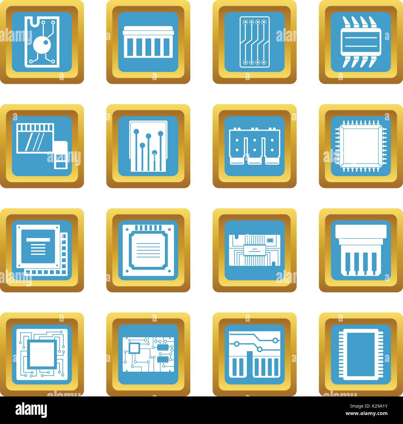 Computer chips icons azure Stock Vector Image & Art - Alamy