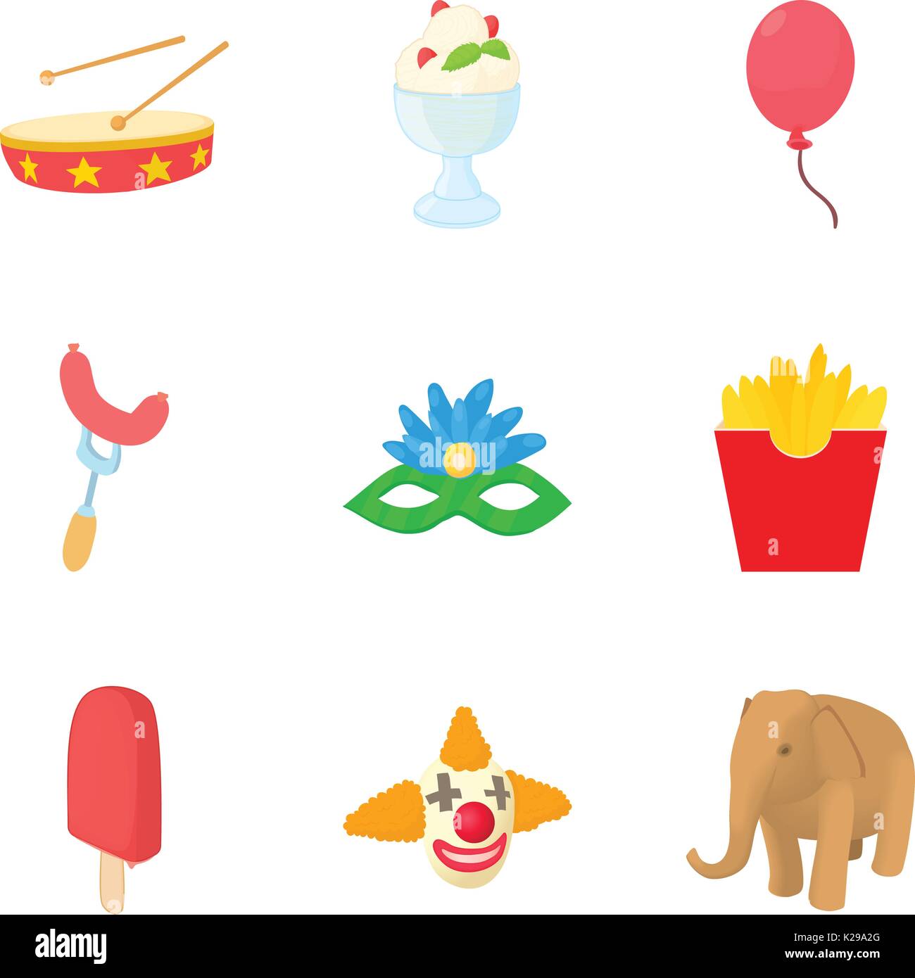 Carnival Icons Set Cartoon Style Stock Vector Image And Art Alamy