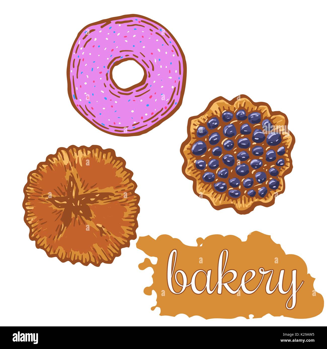 Hand drawn decorative bakery template . Vector Illustration Stock ...