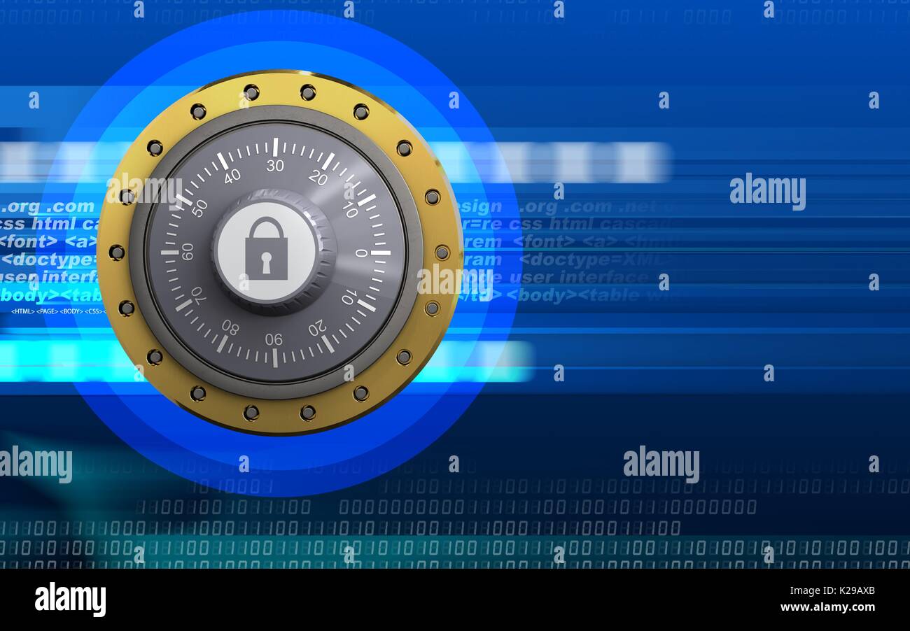 3d illustration of combination lock over cyber background Stock Photo ...