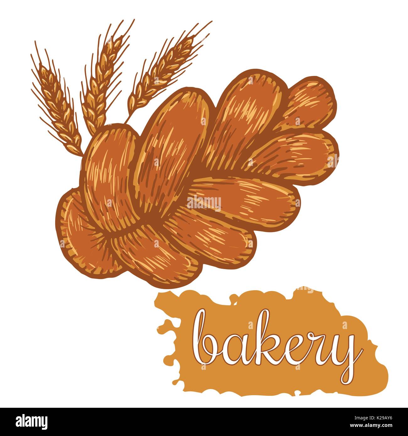 Hand drawn decorative bread bakery . Vector Illustration Stock Vector ...