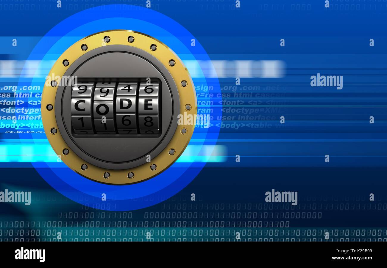 3d illustration of code dial over cyber background Stock Photo - Alamy