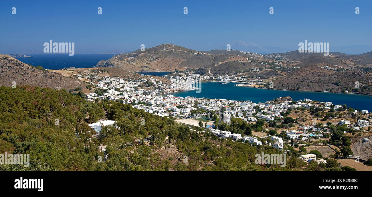 The harbor of Skala on the Island of Patmos, Greece Stock Photo - Alamy